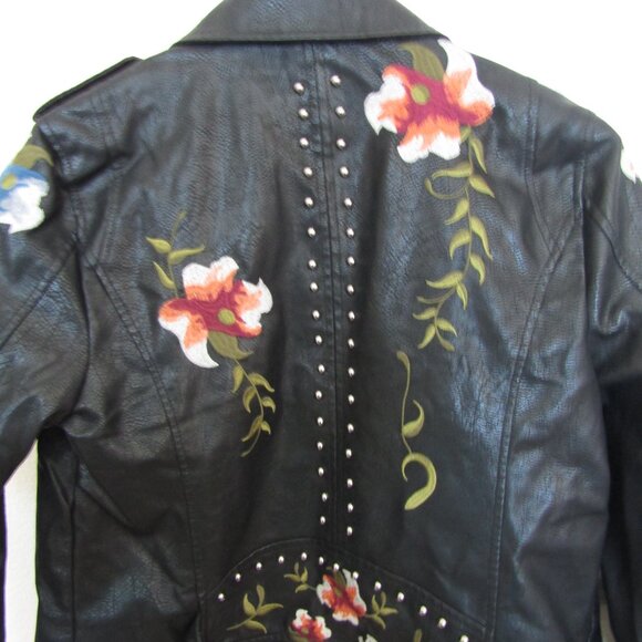 Blank NYC | Jackets & Coats | Blank Nyc Black Vegan Leather Moto Embroidered Flowers And Silver ...